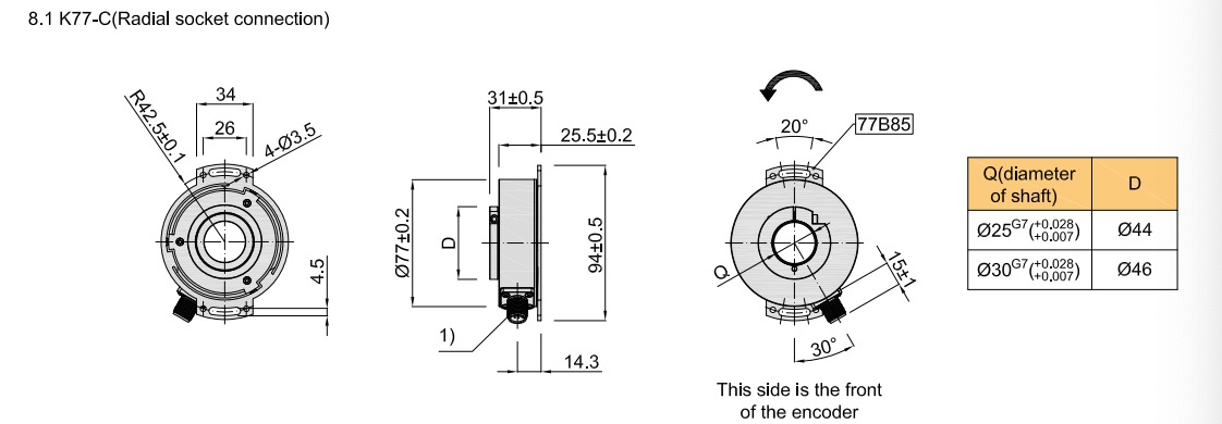 K77 Incremental Optical Encoder Up To 10000ppr Unltra-thin Ip65 | Hengxiang