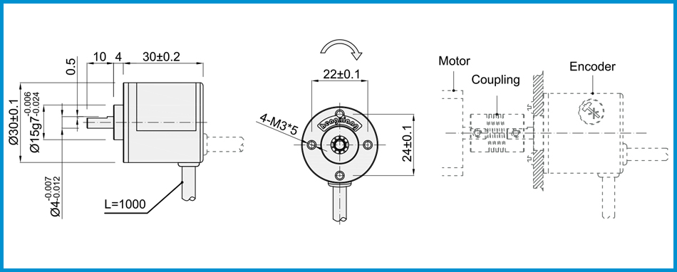 S30 Incremental Encoder 2500ppr Miniature Rotary Encoder Shaft...
